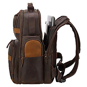 TIDING Leather Backpack 15.6 inch Laptop Backpack Vintage Business Travel Bag Large Capacity Daypacks