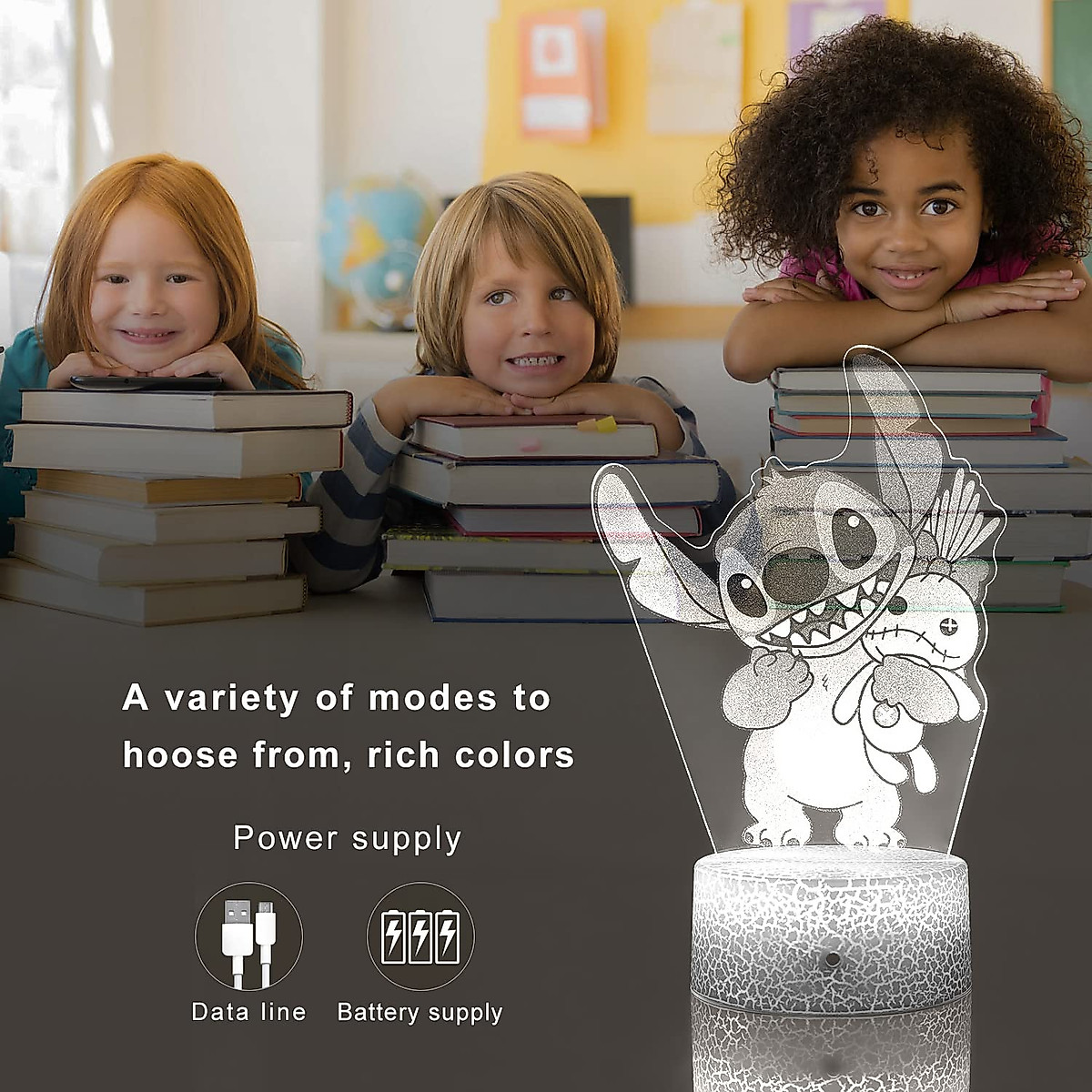 DRYLF Stitch Gifts for Girls Stitch Night Light with Remote & Smart Touch 16 Colors Changing Dimmable Stitch Lamp Cool Room Decor Bedside Lamp for Bedroom Boys Girls