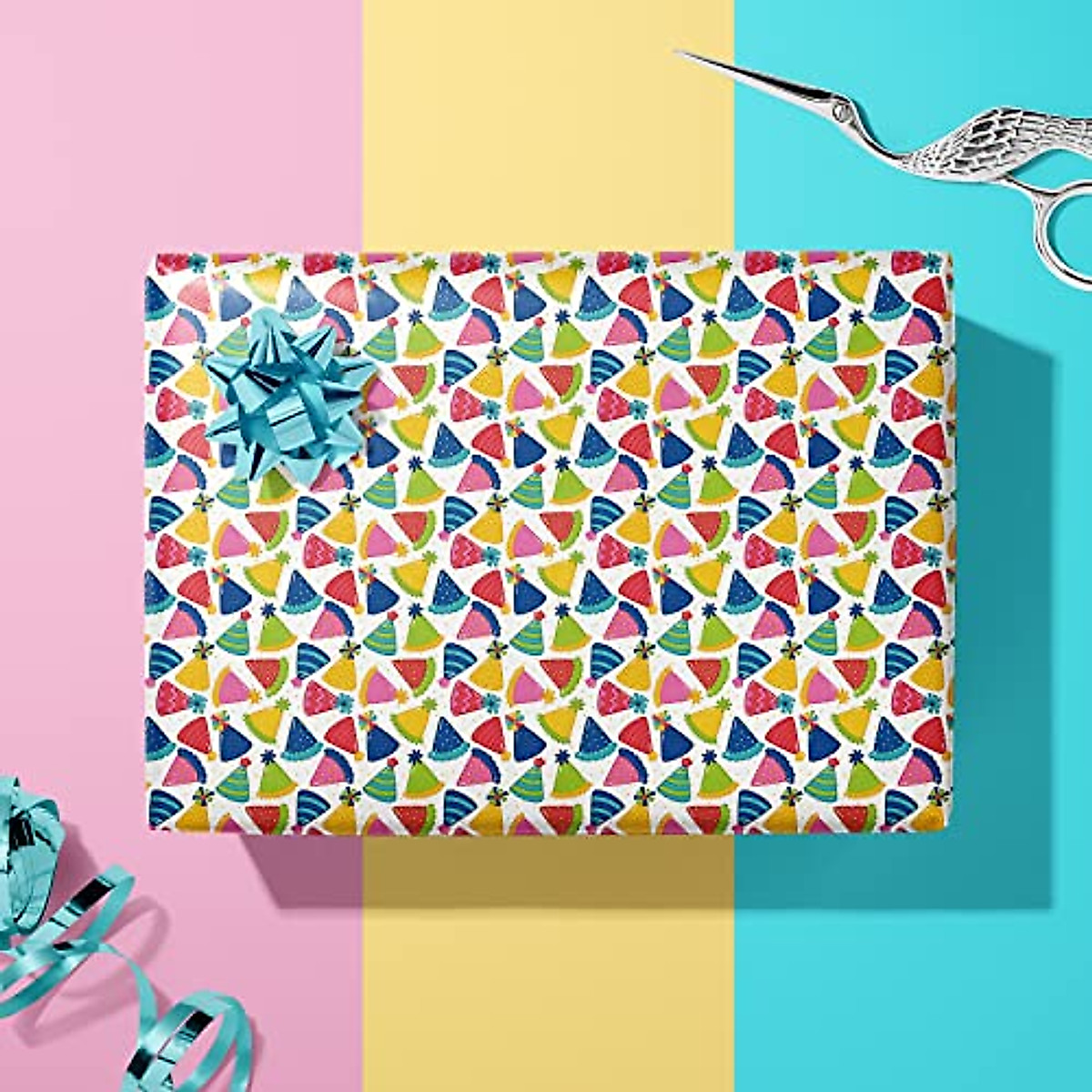 FIEHALA Happy Birthday Wrapping Paper Sheets for Girl Boy Kids - 12 Sheets with 4 Birthday Patterns - Pre cut & Folded Flat Design (20 inch × 27.5 inch per sheet)