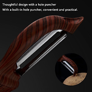 KULUNER Kitchen potato vegetable peeler with stainless steel rotating blade, suitable for fruits and vegetables （Redwood grain）