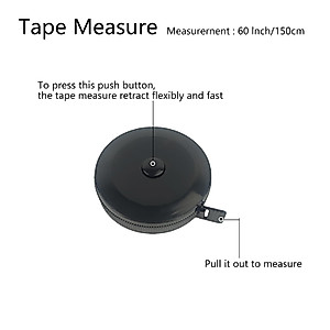 3 Pack Tape Measure Retractable Measuring for Body Fabric Sewing Tailor Cloth Knitting Craft Weight Loss Measurements Retractable Black Dual Sided Tape Measure Body Measuring 60-inch 1.5 Meter