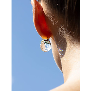 Crystal Earrings for Women,18k Gold Plated, Sparkly Austrian Crystal Ball Dangle Earrings (Clear)