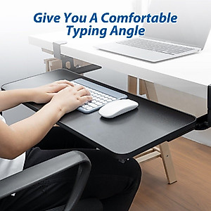 Homaisson Keyboard Tray Under Desk, (XL) Pull Out Keyboard & Mouse Tray with C Clamp, 25''(30.5''Including Clamps) x 10'' Slide-Out Computer Platform Drawer, for Home, Office Typing