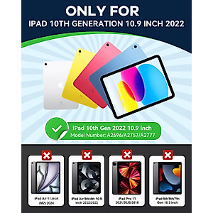Cantis Case for iPad 10th Generation 10.9 inch 2022 with Screen Protector, iPad Cover 10th Generation with 360 Degree Rotating Stand/Shoulder Strap/Pencil Holder, Navy Only