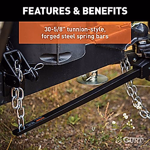 CURT 17352 Deep Drop Trunnion Weight Distribution Hitch, Up to 10K, 2-Inch Shank