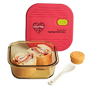 AI LOVE PEACE Glass Lunch Containers for Women Adults, Microwave Safe Glass Lunch Box, Leak Proof BPA-Free, Durable, Built-in Vent - Ideal for Meal Prep & On-the-Go Lunches (red)