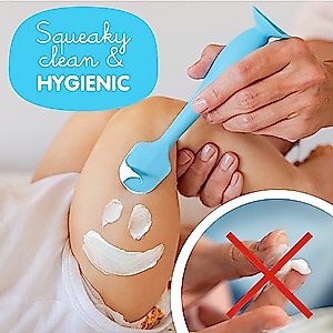 Bumco 2-PACK Diaper Cream Spatula - FULL-SIZE + MINI Baby Bum Brush with TRAVEL CASE - Diaper Cream Applicator for Baby - Baby Necessities - Suitable for Aquaphor, Desitin - Blue & Gray