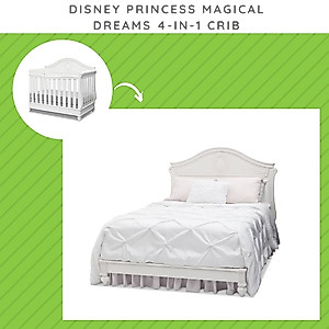 CC KITS Full Size Conversion Kit Bed Rails for Delta Children's Disney Princess Magical Dreams & Disney Enchanted 4-in-1 Crib - White