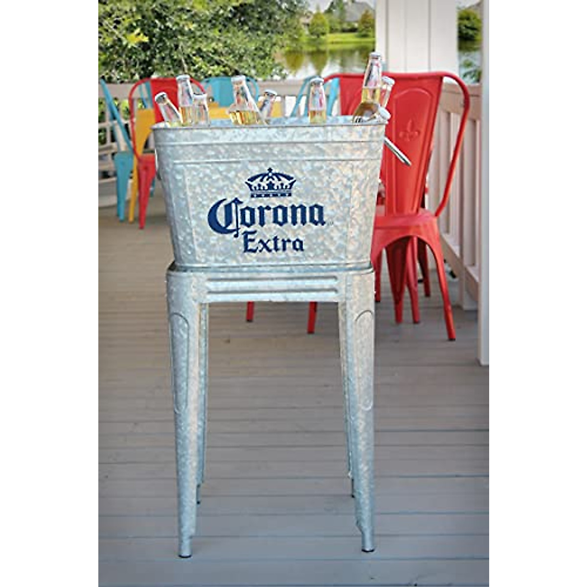 Leigh Country Corona MC 47940 Galvanized Steel 42 Qt. Extra Tub with Stand, Silver