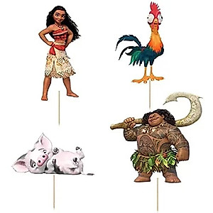 24PCS Moana Cake Toppers for Kids Birthday Party Cake Decorations (Cup Cake Topper)