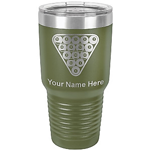 LaserGram 30oz Vacuum Insulated Tumbler Mug, Billiard Balls, Personalized Engraving Included (Camo Green)