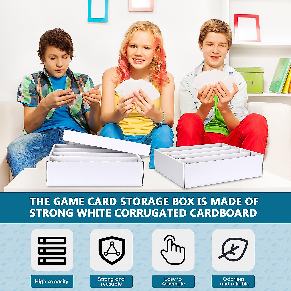 Seajan 16 Pcs Card Storage Box 3200 Count Trading Card Box White Sports Card Storage Boxes Collectible Trading Card Cases for Gaming Cards, Baseball Football Basketball Hockey Sports Cards