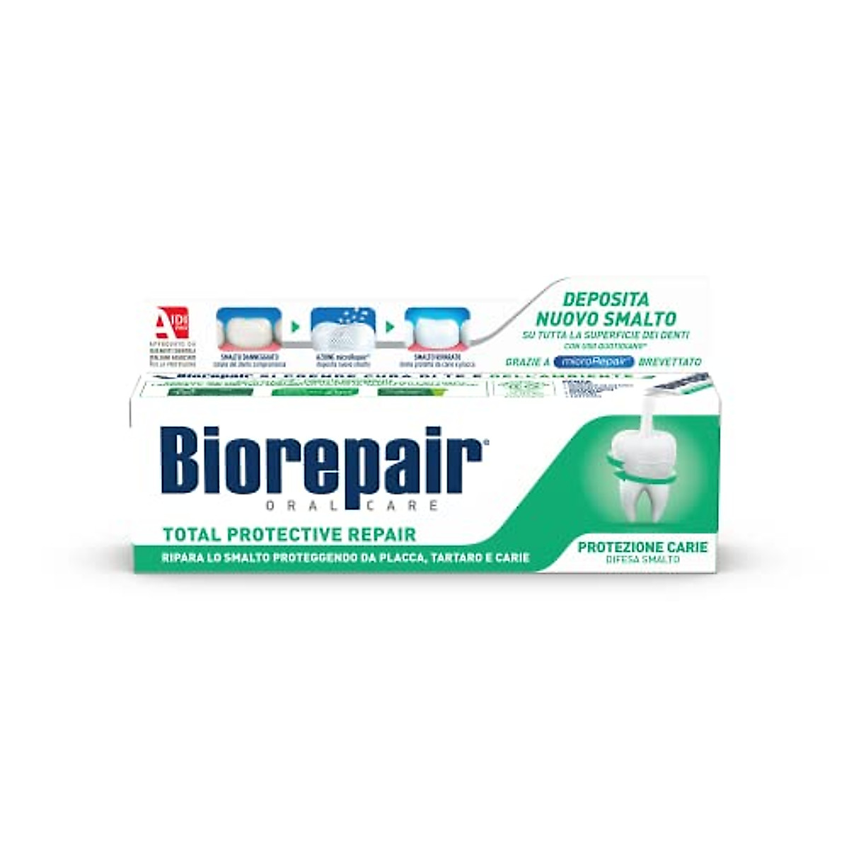 Biorepair: "Total Protective Repair" Toothpaste with microRepair * 2.5 Fluid Ounce (75ml) Tube * [ Italian Import ]