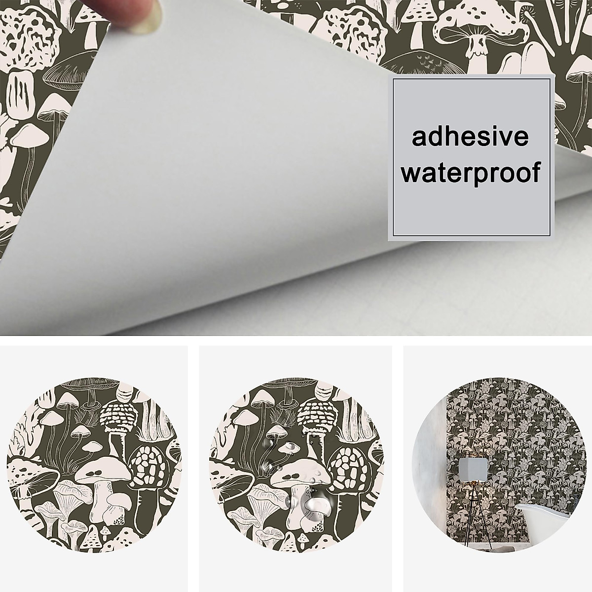 UniGoos Abstract Mushroom Peel and Stick Wallpaper Cute Pattern Temporary Wall Paper Roll Modern Self Adhesive Contact Paper for Cabinet Kids Room DIY Decor 17.7" x 118.1"