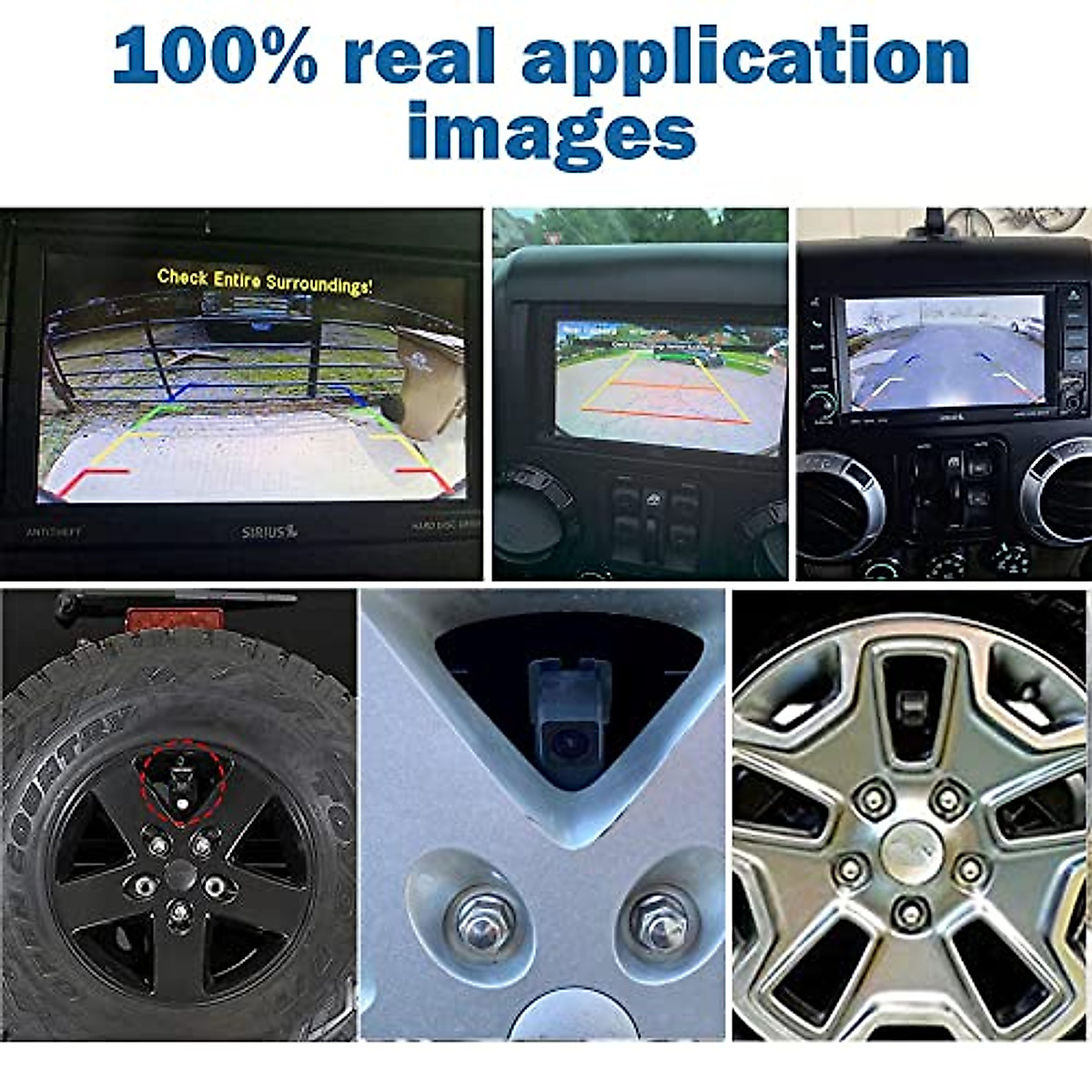 RED WOLF Spare Tire Rear View Backup Camera for Jeep Wrangler JK 2007-2018, Sahara JK 2010-2018 Truck Reverse View Camera Waterproof with Factory Radio RCA Uconnect Plug Adapter