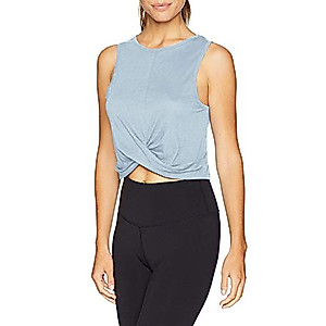 Bestisun Womens Crop Workout Tops Cropped Workout Tank Yoga Tops Pilates Athletic Shirts Crop Tank Top Gym Exercise Clothes Gray Blue S