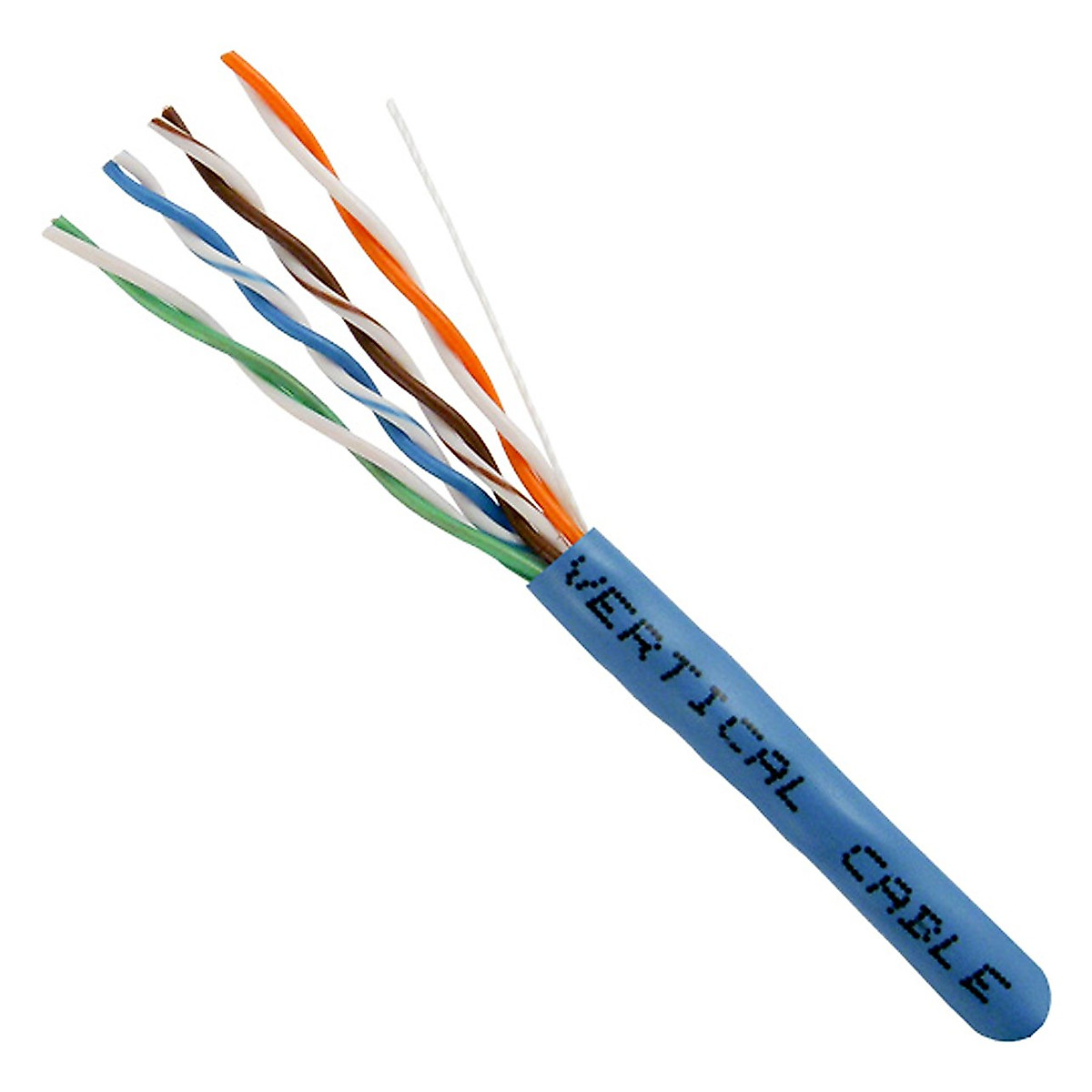 Vertical Cable Cat5e, 350 MHz, UTP, 24AWG, 8C Solid Bare Copper, 1000ft, Blue, Bulk Ethernet Cable - 054 Series