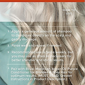 Royal Moroccan BEST SILVER SHAMPOO 300 ml /10.05 fl.oz | Purple Shampoo for Blond Hair & Grey Hair|Lights Shampoo for Blond & Silver Hair |Anti-Yellow Shampoo | Paraben-Free Argan Oil Hair Products