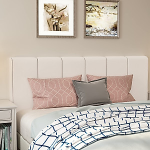 HAOBO Home Upholstered Headboard Foldable King Size Headboards Eastern King/California King Faux Leather Panel with Height Adjustments-White