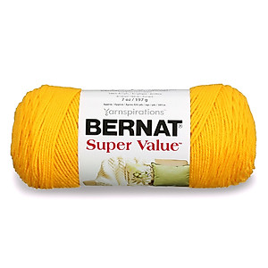 Bernat Super Value Yarn, 5 oz, Bright Yellow, 1 Ball