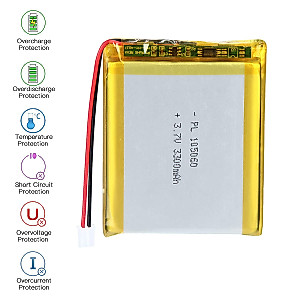 YTKavq 3.7V 3300mAh Battery 105060 Lithium Polymer Ion Rechargeable Li-ion Li-Po Battery with 2P PH 2.0mm Pitch Connector