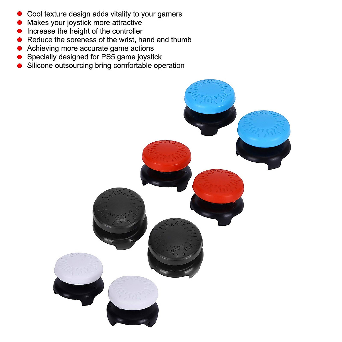 Lazmin112 2Pcs Thumbstick Soft Silicone Cover Grip Stick Joystick Controller Gamepad Key Cap,Wireless Controllers Silicone Analog Thumb Grip Stick Cover,for PS5(red)