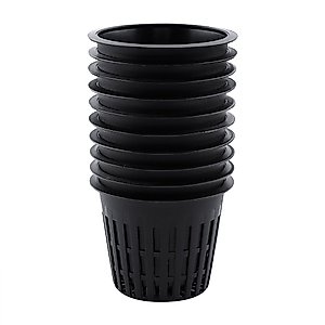 10Pack Net Pots 2.5 Inch Garden Plastic Slotted Mesh Net Cups Orchids Pots Mesh Baskets Hydroponics Supplies Cups Heavy Duty Plant Nursery Basket Planting Basket Cup with Wide Lip Design(Black)