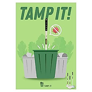 TAMP-IT Mighty Mini Manual Trash Compactor Frees Up Space in Bins, Receptacles, Dumpsters Reduce Trips to Dispose Trash Cost Effective (12" T- 7 1/2" D)