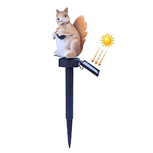 OSALADI Led Solar Lights Lawn Light Solar Powered Lamp Squirrel Lamp Resin Light for Home Garden Lawn Yard Pathway Decor (Black + Brown) Led Yard Light