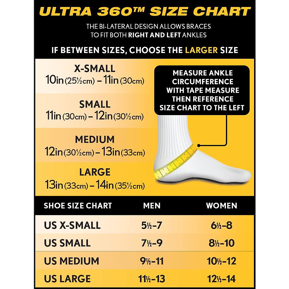 Ultra 360® Lace-Up Adjustable Ankle Brace – For Ankle Stabilization, Adjustable Compression (Large, White)