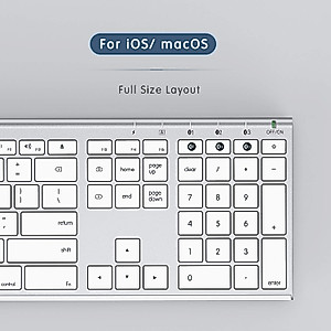 Bluetooth Keyboard for Mac, Multi-Device Rechargeable Keyboard, Ultra-Slim Wireless Keyboard with Full-Size Number Pad, Compatible with Apple MacBook Pro/Air, iMac, iPhone, iPad