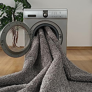 tchdio Grey Shag Rug - High Pile Area Rug for Bedroom & Sound Absorption - Soft & Thick Grey Area Rug 5x8 Feet - Solid Shag Carpet & Gray Rug 5x8