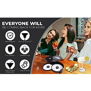 Kasoopo Margarita Salt Rimmer Set, Bartender Sugar Salt Rimmer, Bar Salt and Sugar Rimmer for Drrinks, Salt Rimmer for Cocktails, 3 Tier Glass Rimmer for Cocktails with 2 Pourers and 2 Sponge