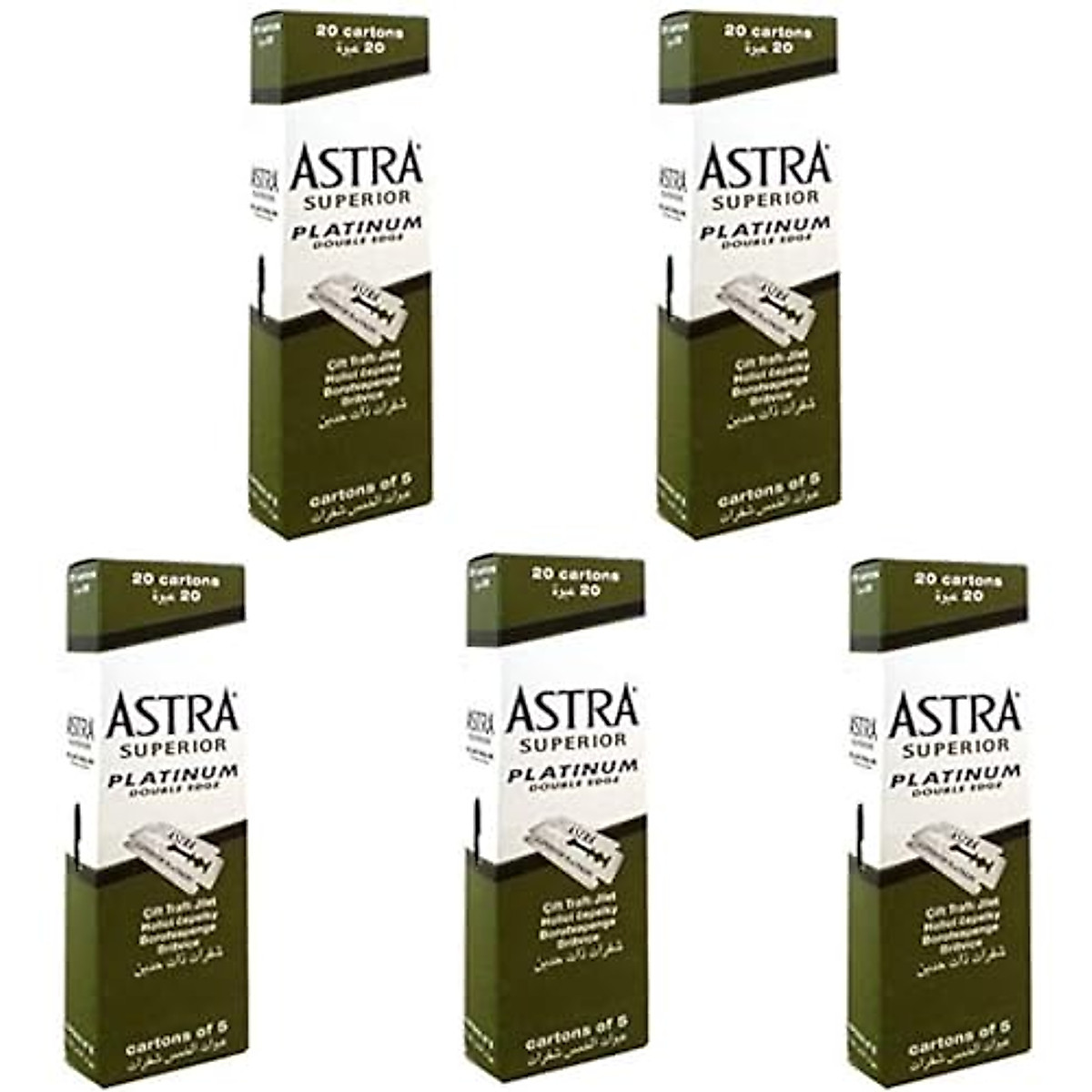 500 Astra Superior Premium Platinum Double Edge Safety Razor Blades 5 Pack 20 Count