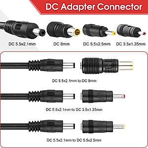 PAEKQ Solar Panel to 5.5x2.1mm Adapter Cable, DC 5.5x2.1mm Connector with DC 8mm, DC 5.5x2.5mm and DC 3.5x1.35mm Converter for Portable Power Station GZ Yeti Jackery Solar Generator- 14AWG 6Ft