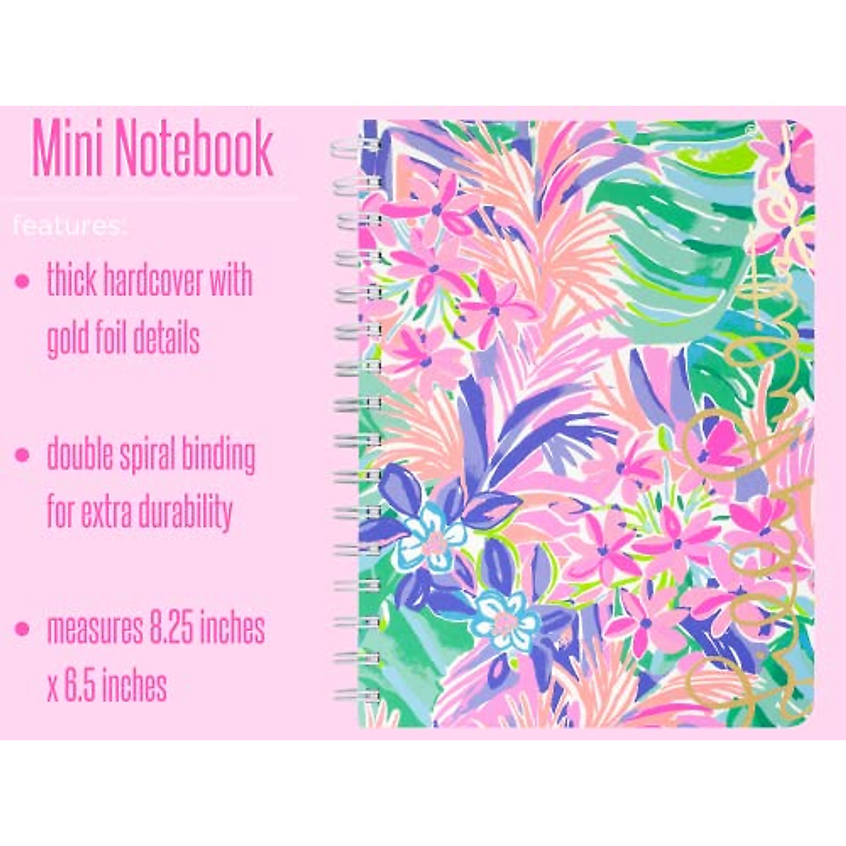 Lilly Pulitzer Hardcover Mini Spiral Notebook, 8.25" x 6.5" Small Journal with 160 College Ruled Pages, It Was All A Dream