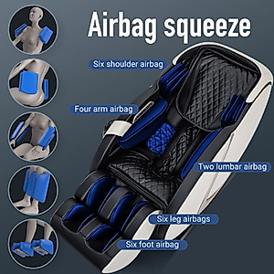 4D Massage Chair Full Body Recliner - Zero Gravity with Heat and Shiatsu Office Chair SL Track Yoga Stretch Voice Control Intelligent Body Detection Bluetooth Speaker Airbags Foot Rollers (White)