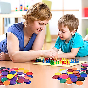 Coopay 300 Pieces 10 Colors Bingo Chips Bulk, 1 Inch Game Tokens Kids Reward, Plastic Learning Counters Disks Counting Discs, Poker Chips Bingo Markers for Math Practice (Style 2)