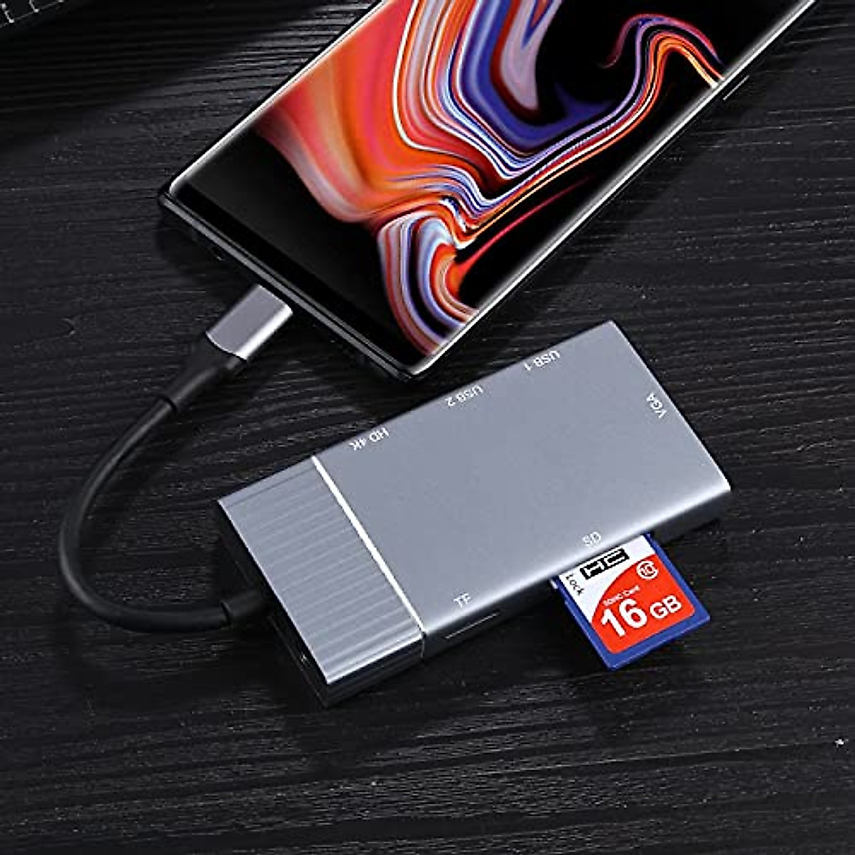 Leya-US Spare Part 7 in 1 Dual USB 3.0 + TF/SD + HDMI/VGA + 3.5mm Jack + Type-C/USB-C Multi-Function USB-C Dock Station