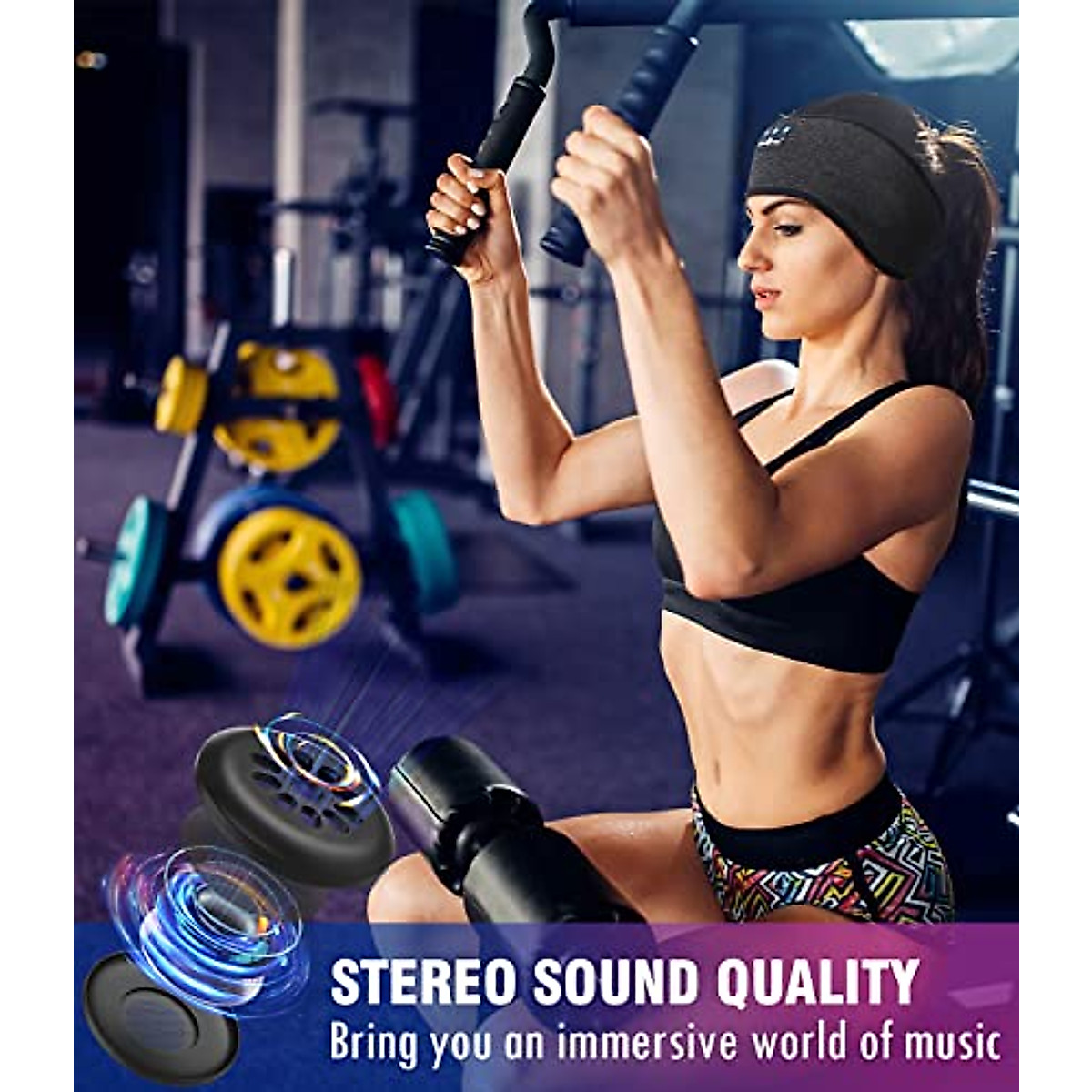 MUSICOZY Sleep Headphones Bluetooth Sports Headband, Wireless Music Sleeping Headphones Sleep Eye Mask Earbuds for Side Sleepers Workout Running Insomnia Travel Yoga Office, Pack of 2