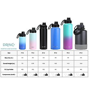 DRINCO Stainless Steel Water Bottle Spout Lid Vacuum Insulated Double Wall Water Bottle Wide Mouth (40oz 32oz 22oz 18oz 14oz) Leak Proof Keeps Cold or Hot (14 oz, 14oz Royal Blue)