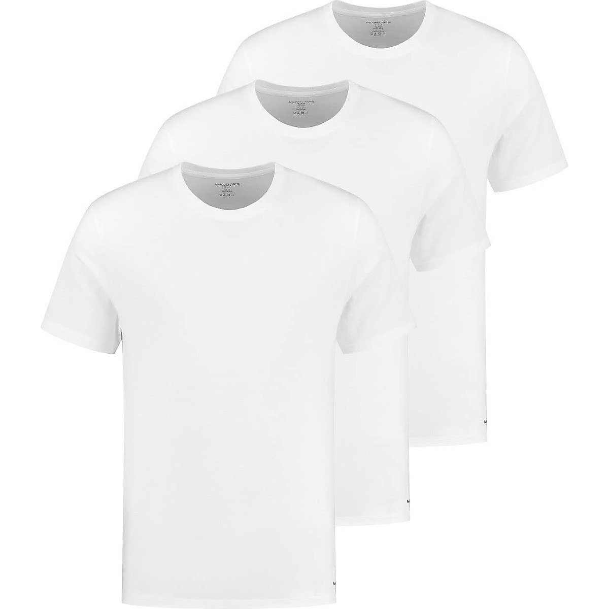 Michael Kors Men`s Performance Cotton Crew Neck T-Shirts 3 Pack (W(RR2C001013)/W, Medium)