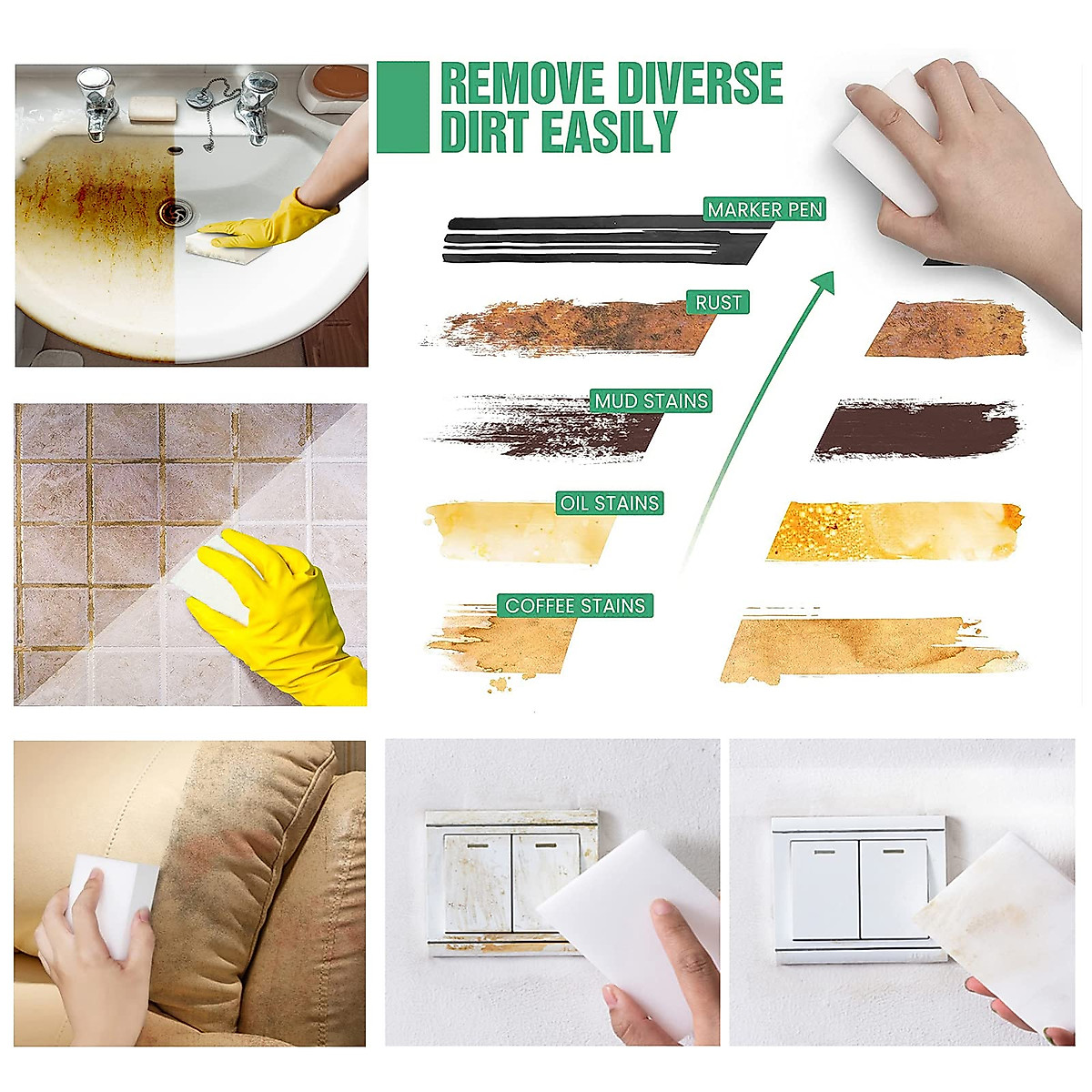 Magic Sponge Eraser, 50Pack Melamine Sponge Foam Bulk Sponge Sheets Cleaning Pads, Multi-Functional Household Cleaning Sponges for Dish, Kitchen, Stove, Bathtub, Sink, Furniture