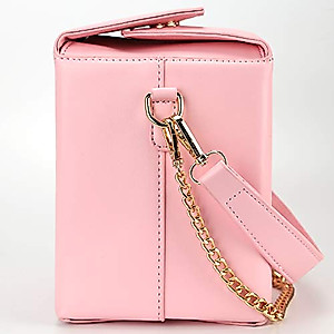 Ondeam Tower Print Crossbody Shoulder Bag,Pu Chinese Takeout Box Totes Purse for Women(Pink)