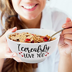 I Cerealsly Love You Bowl and Spoon Set Birthday Retirement Engraved Gift Idea Box Basket for Him Her for Women Man Mom Father Aunt Grandparents Set of 2 Christmas Halloween Thanksgiving Housewarming