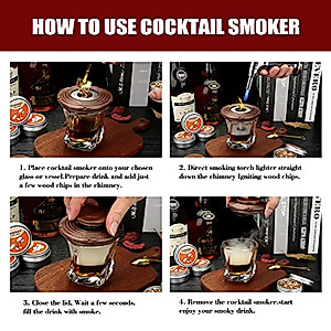 Whiskey Smoker Gifts for Him - Cocktail Smoker Kit with Torch - Old Fashioned Drink Smoker Infuser Kit with Whiskey Stones Whiskey Gifts for Men Dad Husband - No Butane