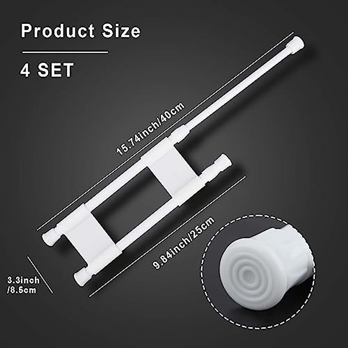 SAVITA 4pcs Rv Refrigerator Bars, 9.8-15.7inch White Adjustable Rv Fridge Tension Bars Metal Rv Fridge Bars for Holding Food Drinks Rv Refrigerator Accessories