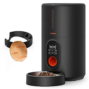 WOPET FT50 Automatic Cat Food Dispenser - Automatic Cat Feeders with Programable 1-6 Meals, Automatic Dog Feeder with Stainless Bowl, Timed Cat Feeder with 10S Voice Recorder for Cat and Dog, Black