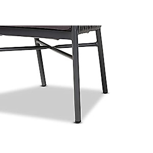 Baxton Studio Marcus Modern and Contemporary Grey Finished Rope and Metal Outdoor Dining Chair