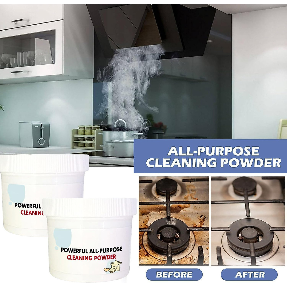 Powerful Kitchen All-Purpose Powder Cleaner,Household Multifunctional Strong Cleaning Agent,Kitchen Foam Cleaner,Stubborn Stains Cleaner,Foam Rust Remover Kitchen All-Purpose Cleaning Powder (1Pcs)